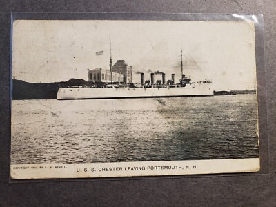 USS CHESTER CL-1 Naval Cover 1908 Postcard w/ note Portsmouth, NH | eBay