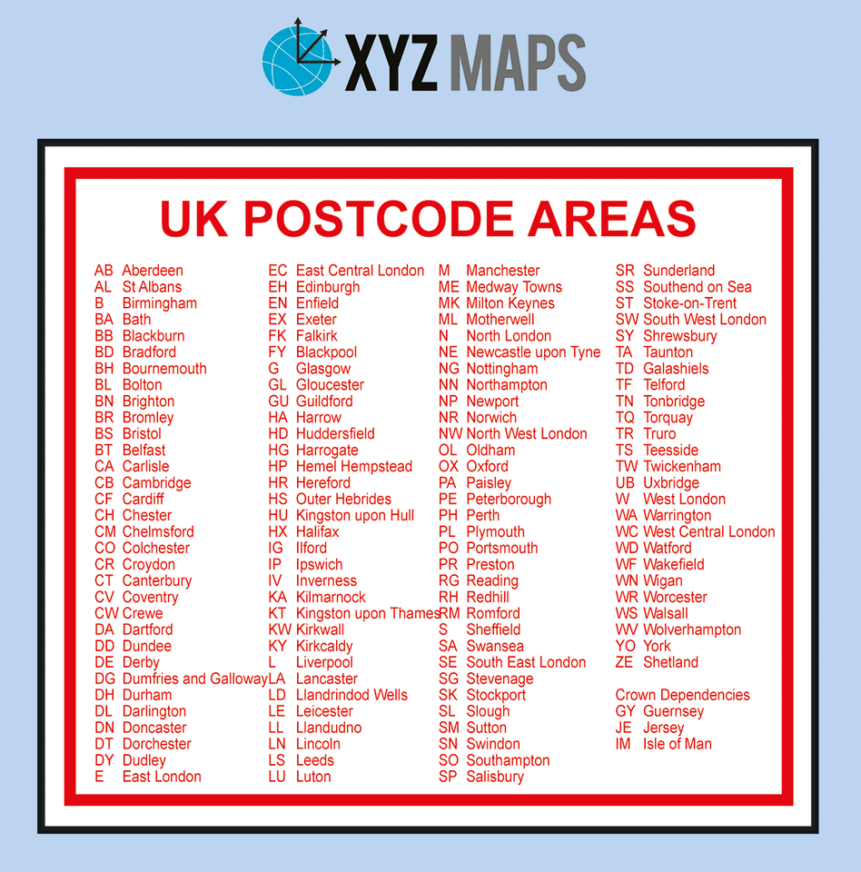 UK Postcode Map, Postcode Map of the United Kingdom, UK Postcodes | eBay