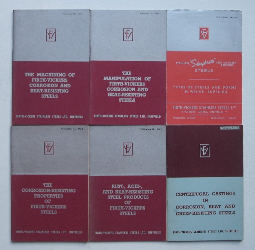Lot of 5 Firth-Vickers Stainless Steels Ltd. Vintage Booklets, 1950s ...
