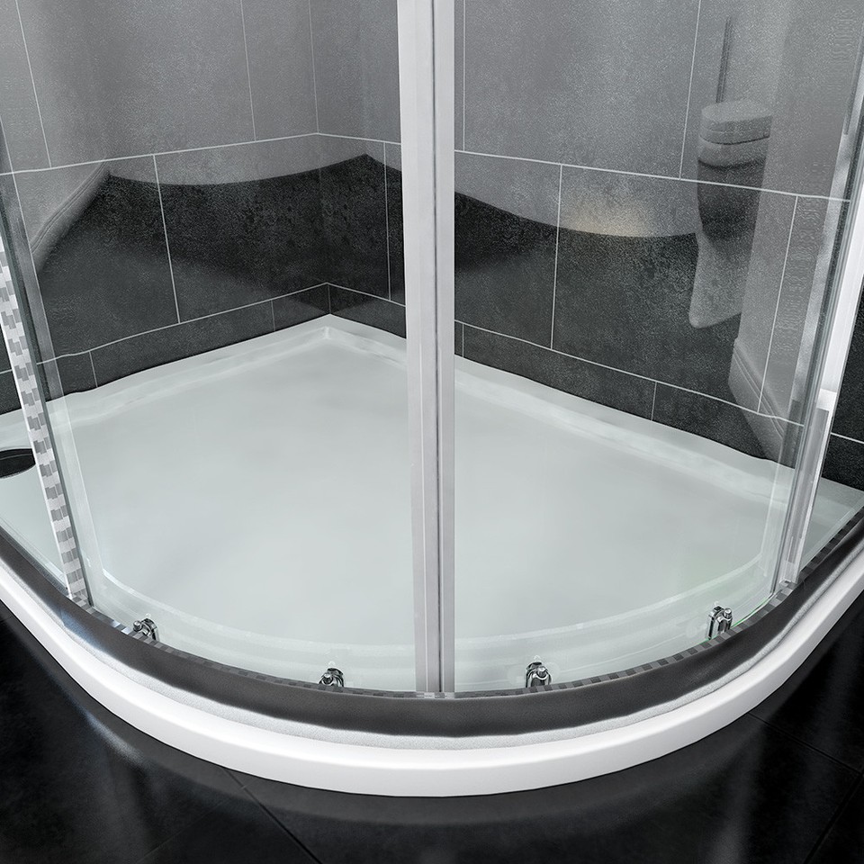 Walk In Quadrant Shower Enclosure And Tray Corner Glass Screen Sliding ...