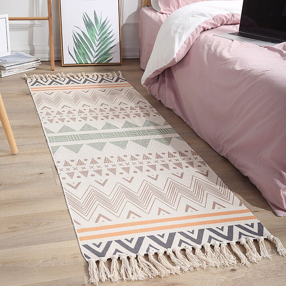 Runner Area Rug for Living Room Macrame Boho Tapestry Tassels Bathroom ...