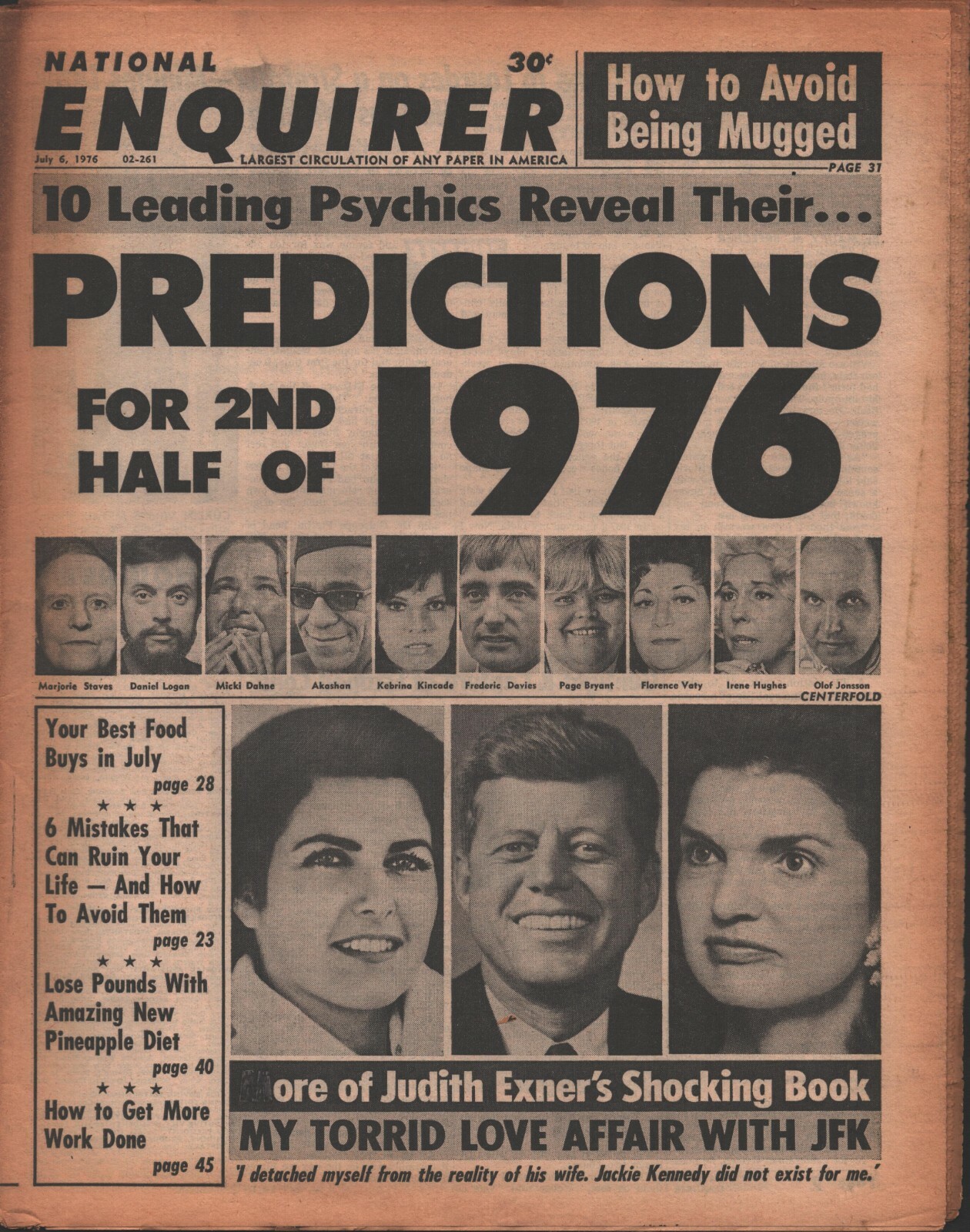 National Enquire- 7/6/76 - 1976 Predictions - JFK, Jackie, Judith Exner ...