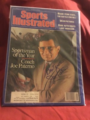 JOE PATERNO SIGNED 1986 SPORTSMAN of YEAR SPORTS ILLUSTRATED/PENN ST ...