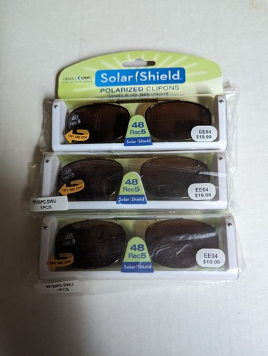 3 Pairs Solar Shield Polarized Clip On Sunglasses 48 Rec 5 Amber lens ...