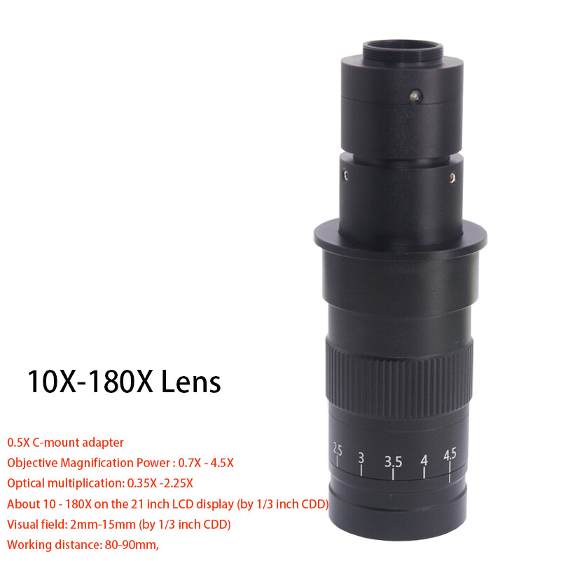 180X-360X Parfocal Zoom Microscope Industry Camera C-Mount Glass Lens ...