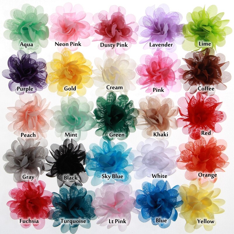 30PCS 5CM 2" Chic Crochet Chiffon Flowers For Headband Fabric Flowers ...