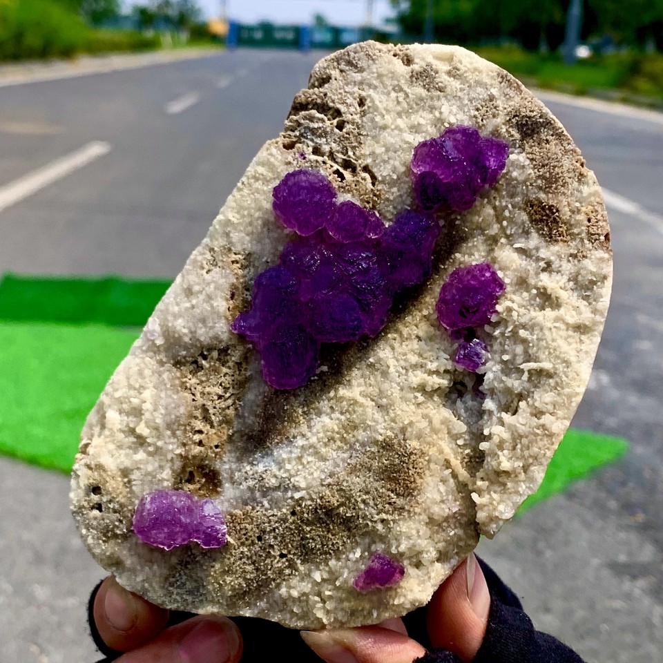 465G Rare transparent purple cubic fluorite mineral crystal sample ...