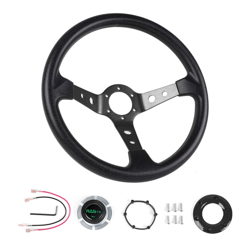 14INCH Black Universal Racing Steering Wheel Aluminum Drifting Deep ...