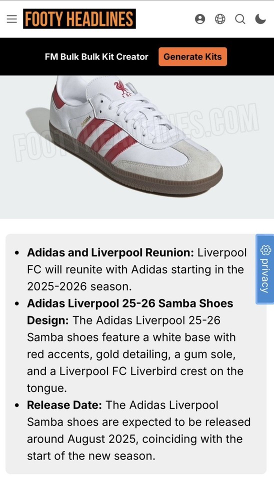 Adidas Samba - Liverpool Fc 2025 Limited Edition pre release | eBay