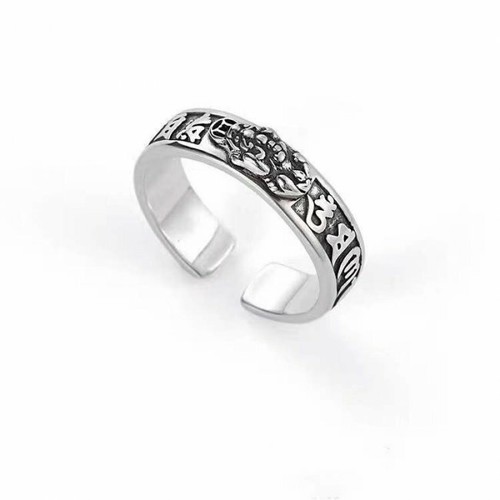 Pixiu Feng Shui Silver Plated Wealth Lucky Open Ring Buddhist Jewelry ...