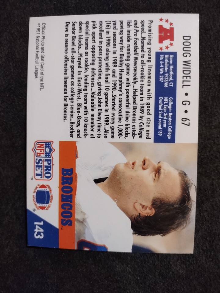 1991 Pro Set Doug Widell Denver Broncos #143 Football Card | eBay