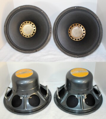 Pair Calrad CR-12x Coaxial 16 Ohm Woofers from Brazilian Wood Cabinets ...