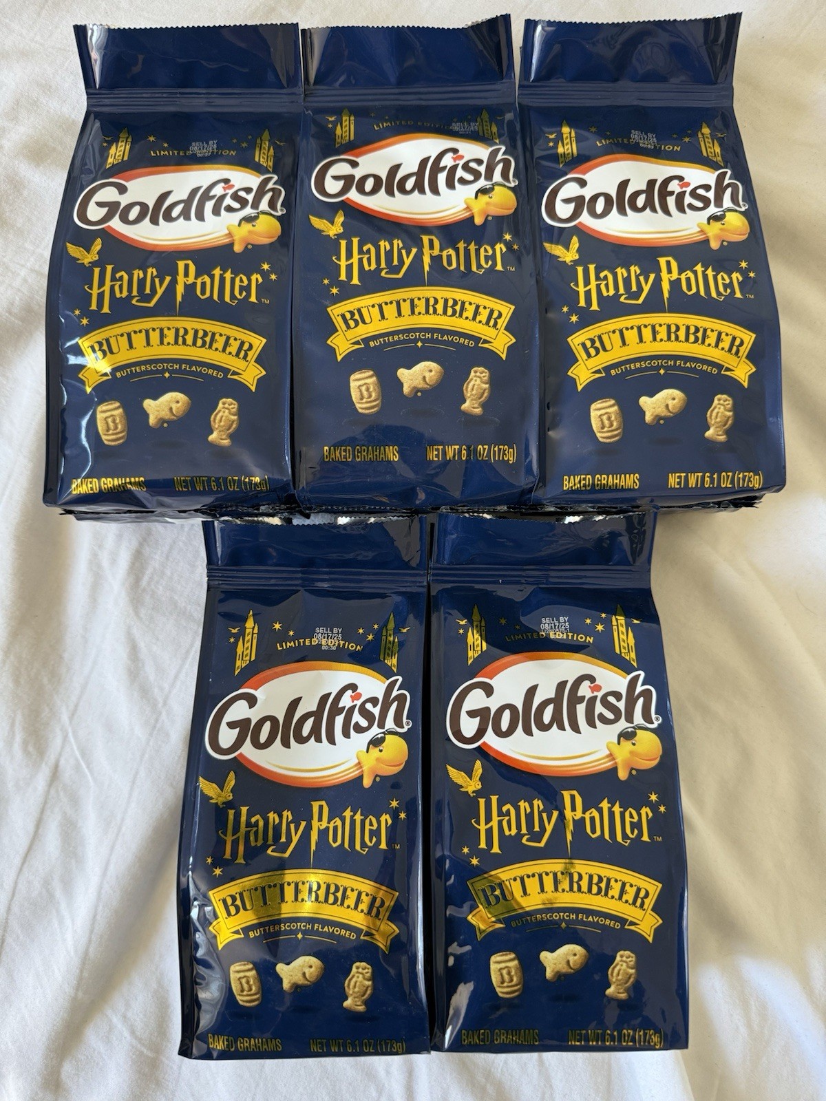 5 Pack Goldfish Harry Potter Butterbeer Butterscotch Flavor Baked Grahams 6.1 OZ | eBay