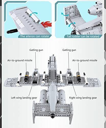 A-10 Thunderbolt Fighter Jet MOC Building Blocks Set Military Plane ...