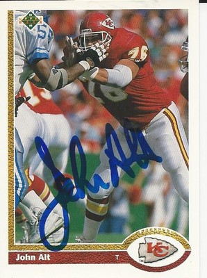 Signed John Alt Kansas City Chiefs 1991 Upper Deck Football Card #198 ...