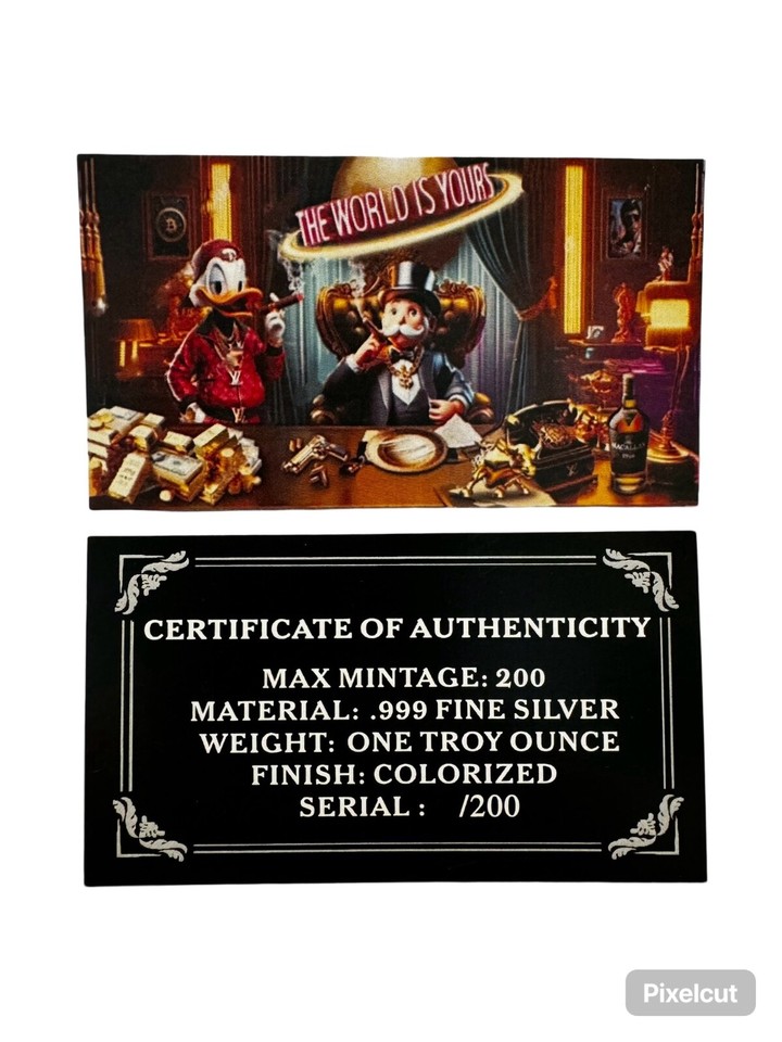 RARE!!! Scrooge Monopoly 1oz Silver Bar Enameled Colored UV /200 ...