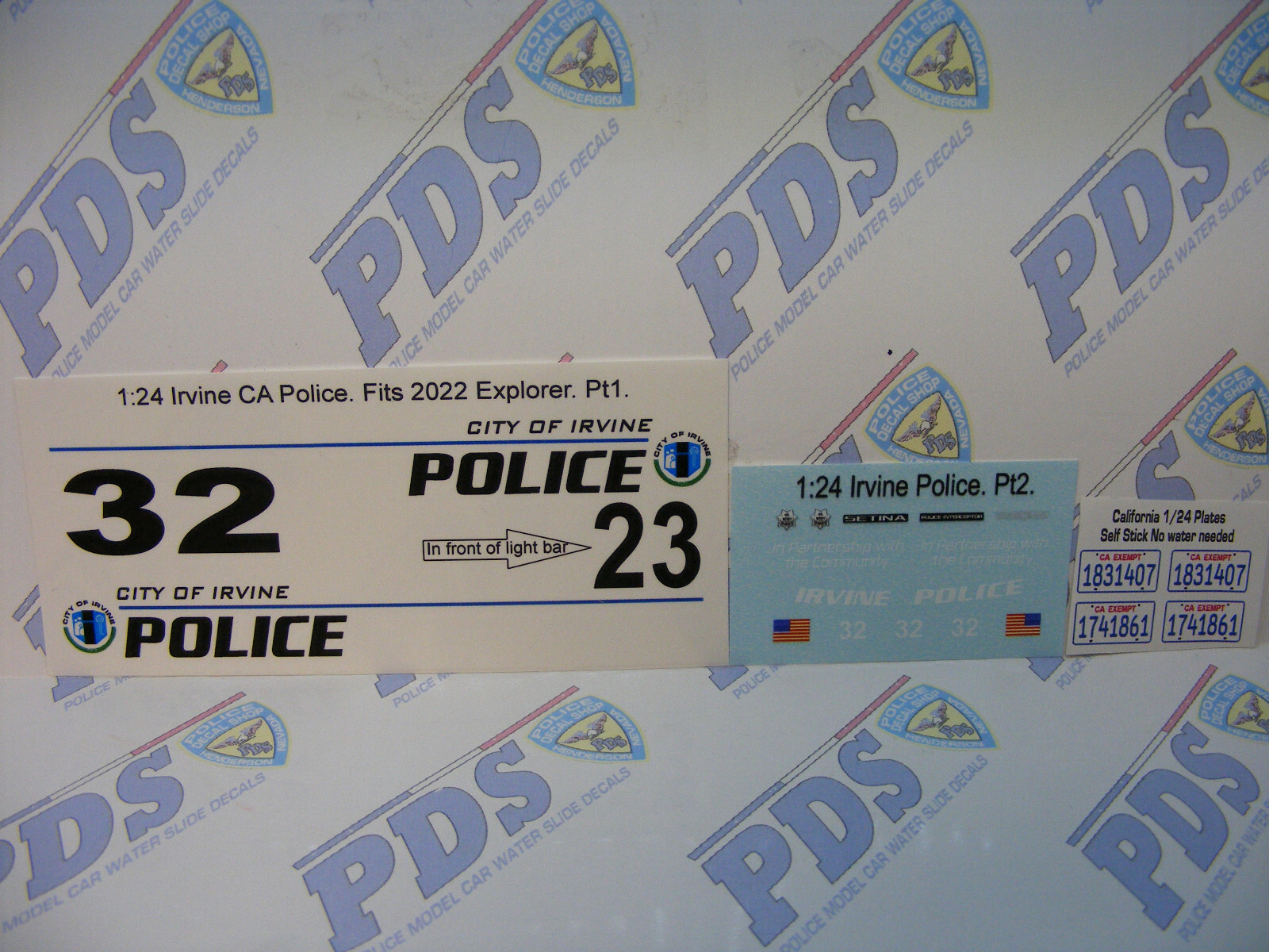 Irvine CA Police 1/24 Water Slide Decals Fits Motormax 2022 Police B ...
