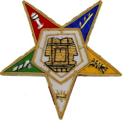 MASONIC ORDER OF EASTERN STAR OES EMBLEM PATCH HAND EMBROIDERED TOP ...