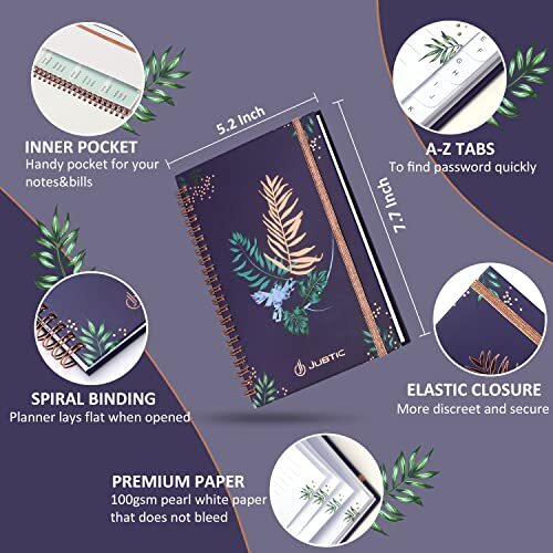 JUBTIC Hardcover Address Book with Alphabetical Tabs, Spiral Bound ...