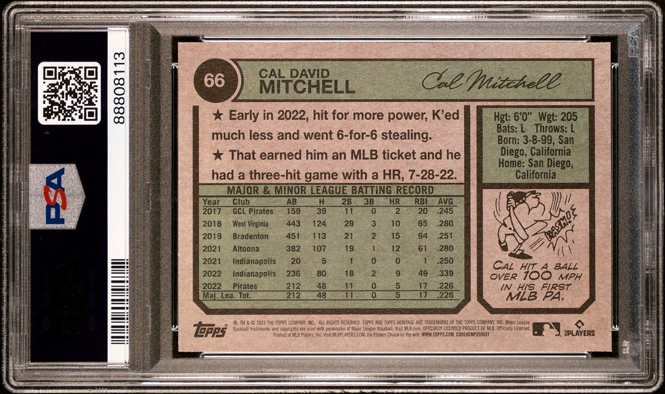 2023 Topps Cal Mitchell #66 (ROOKIE) PSA 10 GEM MINT (RARE: Population ...