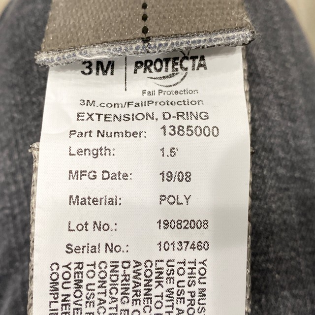 3m 1385000 Protecta Pro D-ring Extension 1.5 FT Grey for sale online | eBay