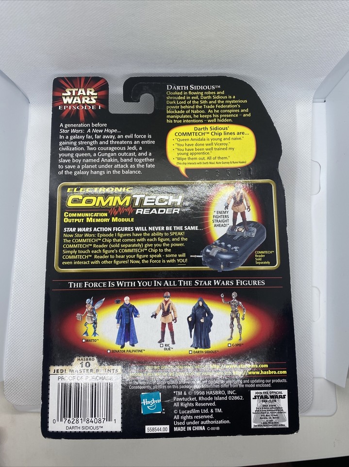 Star Wars Episode 1 Darth Sidious Action Figure with CommTech Chip 1998 ...