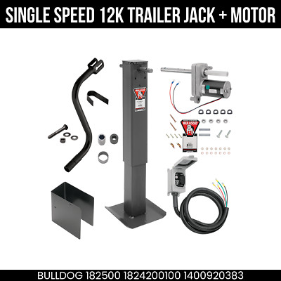 Bulldog Single Speed 12K Trailer Jack Fixed Leg Plunger Pin Electric ...
