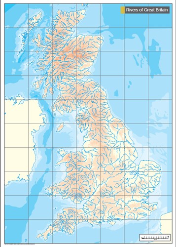 RIVERS OF GREAT BRITAIN WALL MAP. Map Size 106cm x 73cm. RIVERS OF ...