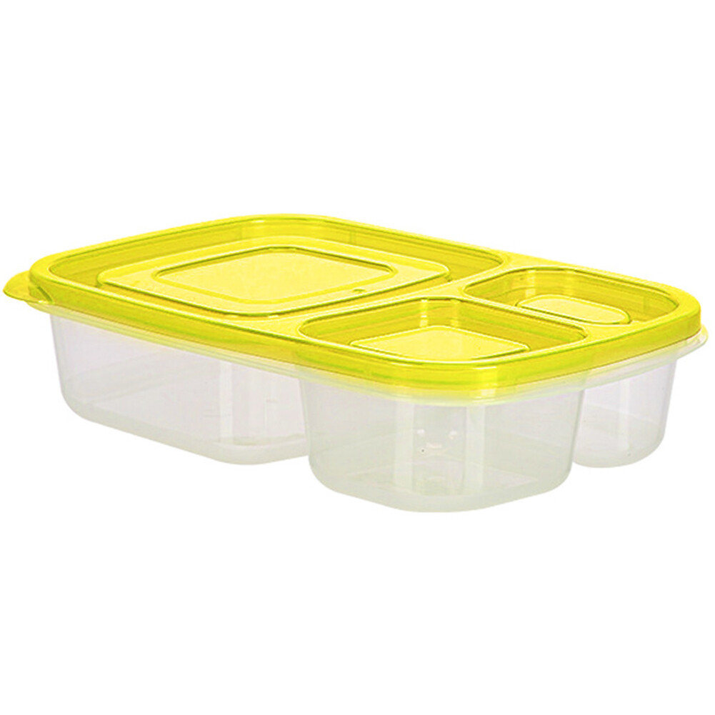 3 Compartments Fruit Container Reusable PP Bento Box for Students ...