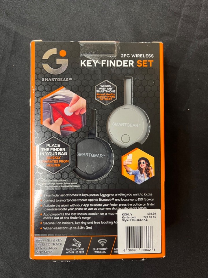Smart Gear Key Finder Black Grey 2 piece Set Wireless | eBay