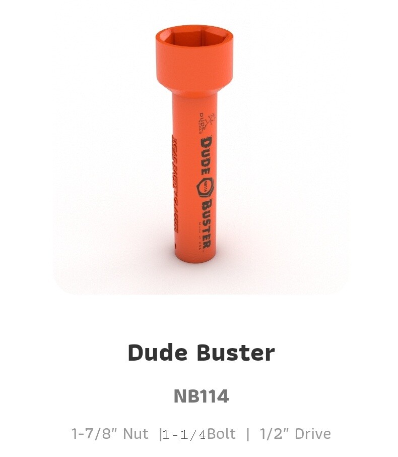 Dude Buster (NB114) 1/2" Drive x 1-7/8" Nut, Extra Deep Impact Socket ...