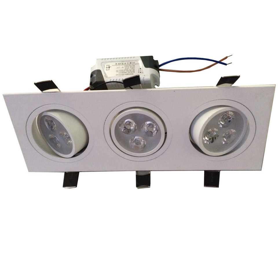 9W(3*3W) LED Ceiling Recessed Light Three-head Grid Lamp Fixture Home ...