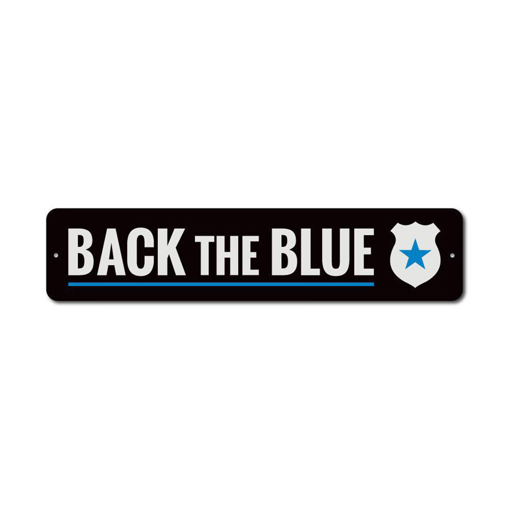 Badge Back The Blue Sign, Custom Police Support, Personalized Metal ...