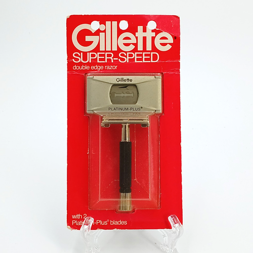Vtg Gillette Super Speed Double Edge Razor Platinum Plus Blades NOS New ...