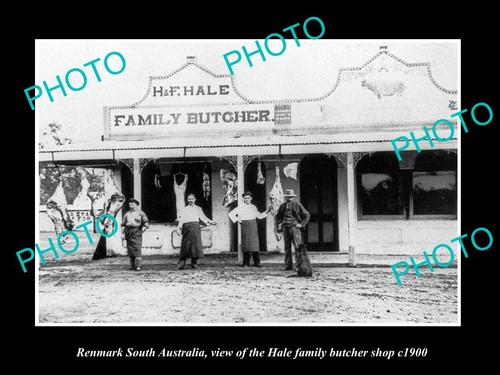 OLD 8x6 HISTORIC PHOTO OF RENMARK SA VIEW OF THE HALE BUTCHER SHOP ...