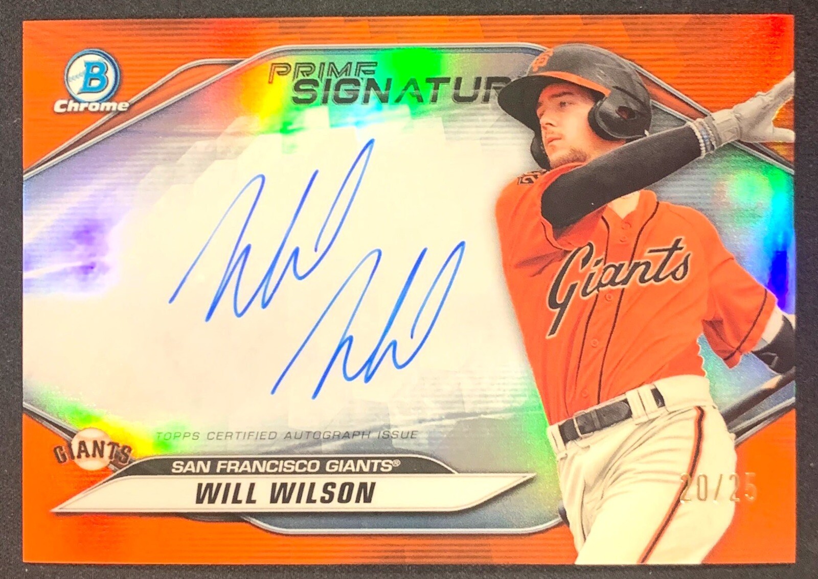 2020 Bowman Chrome Will Wilson Prime Signatures Orange Autograph Card # ...