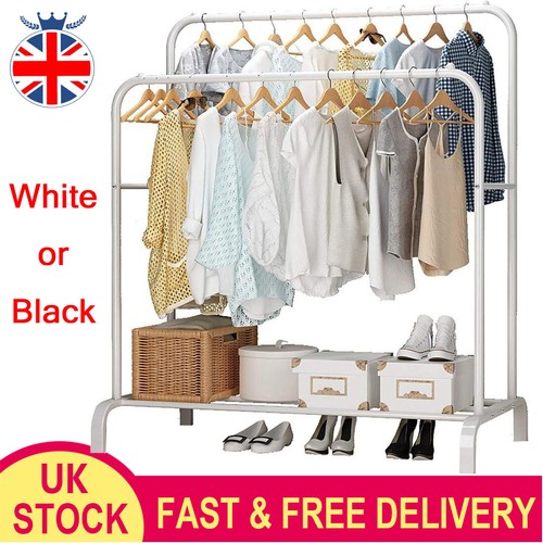 Heavy Duty Double Clothes Rail Hanging Rack Garment Display Stand ...