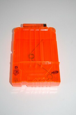 NERF N STRIKE ELITE 6 DART MAGAZINE ORANGE REPLACMENT OR EXTRA DARTS ...