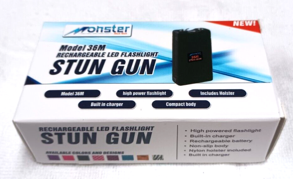 BLACK STUN GUN WITH CASE MODEL 36M FLASHLIGHT RECHARGEABLE LED AND ...