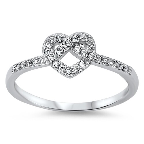 Infinity Knot Heart Clear CZ Ring Sizes 4-12 NEW 925 Sterling Silver | eBay