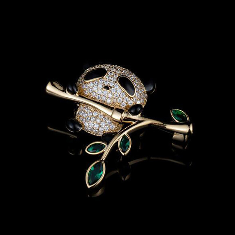 Cute Bamboo Leaf Panda Brooch Mini Animal Lapel Pins Clothing ...