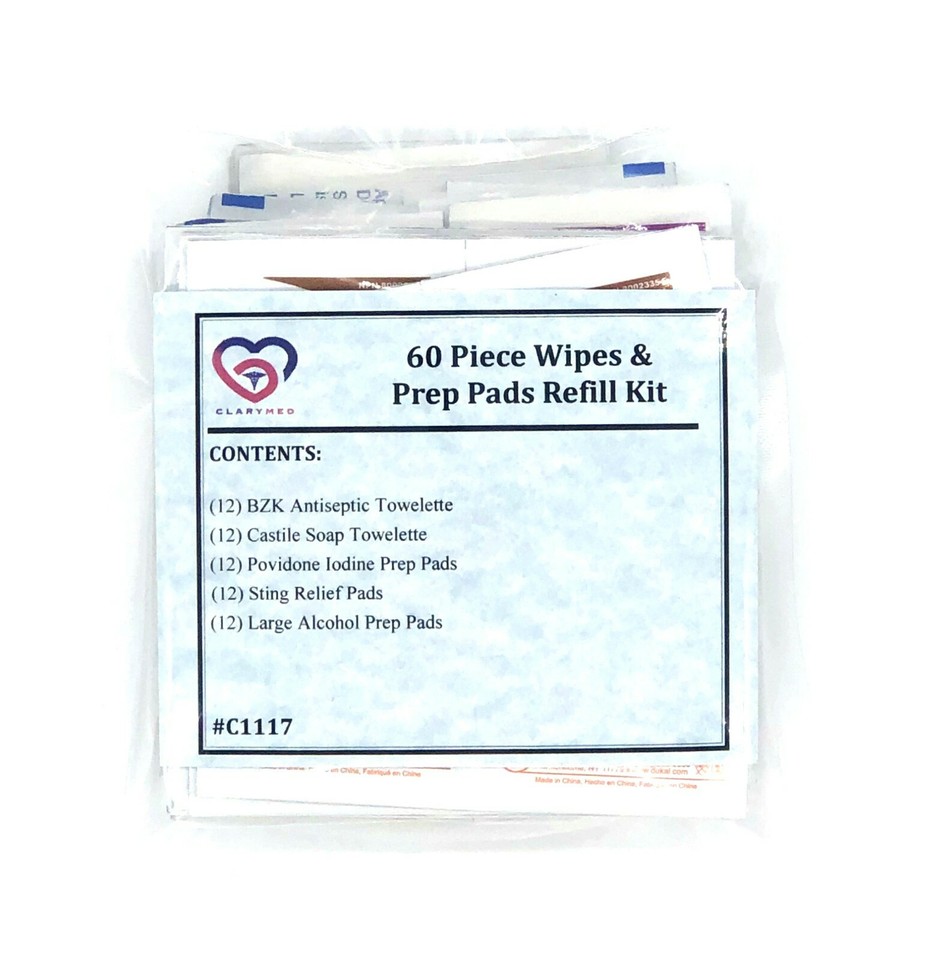 60 Piece - Wipes and Prep Pads Refill First Aid Kit Module C1117 | eBay