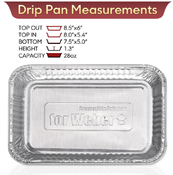 50 Pack Drip Pans Liners Compatible for Weber, Spirit Gas, Traveler Grill, Genes | eBay