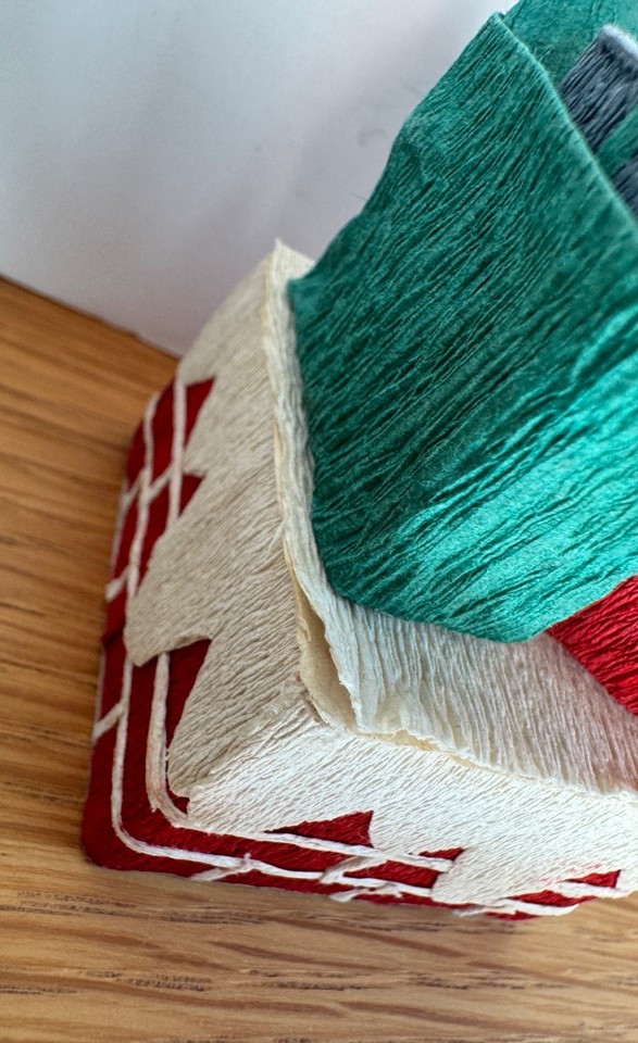 Vintage Small Crepe Paper Alpine Houses & Santa in Chimney Set ...