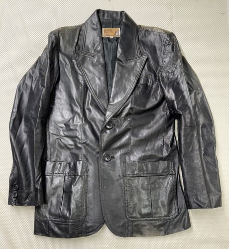 Vintage Leather Baron leather Blazer Jacket Black Men’s Size 44 | eBay