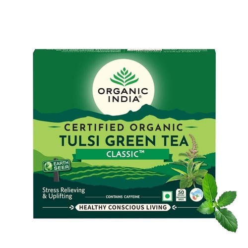 ORGANIC INDIA Tulsi Green Classic Tea - Green Tea -50 Tea Bags | eBay ...