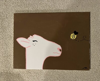 Cow and bee canvas painting | eBay