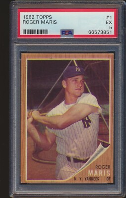 STRANGE ERROR 1962 Topps Roger Maris #1 Yankees YELLOW SLEEVES PSA 5 | eBay