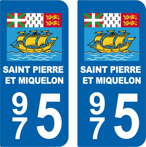 Département 975 sticker 2 autocollants style immatriculation AUTO SAINT ...