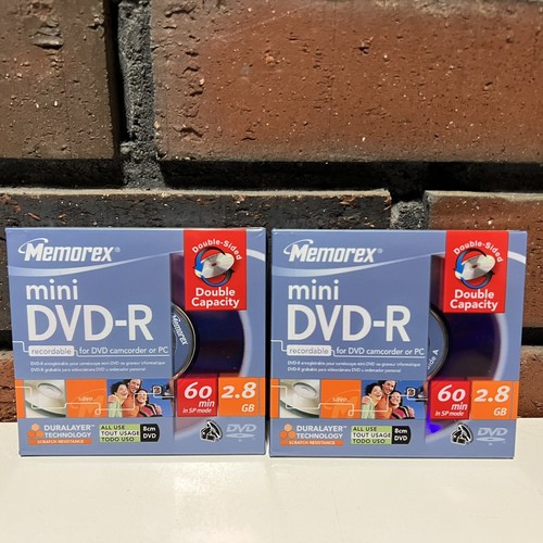 2- Memorex Mini DVD-R Double Sided 2.8GB 60 Minutes DVD Camcorder ...